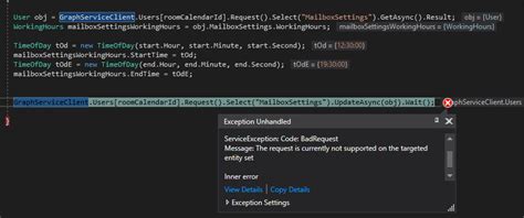 c how can i update the mailboxsettings with microsoft graph api