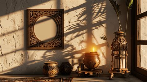 3d Rendering Frame Mockup Ramadan Or Hari Raya Lamp Of Islam And