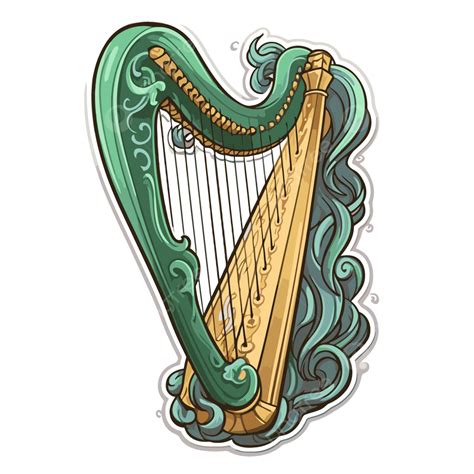 녹색 하프 문신 스티커 클립 아트 벡터 고립 된 만화 아일랜드어 하프와 스티커 디자인 상표 Png 일러스트 및 벡터 에 대한 무료 다운로드 Pngtree