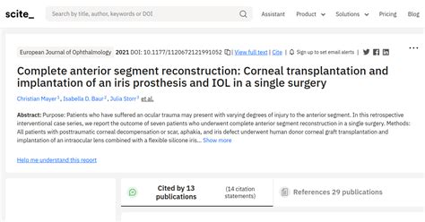 Citation Report Complete Anterior Segment Reconstruction Corneal