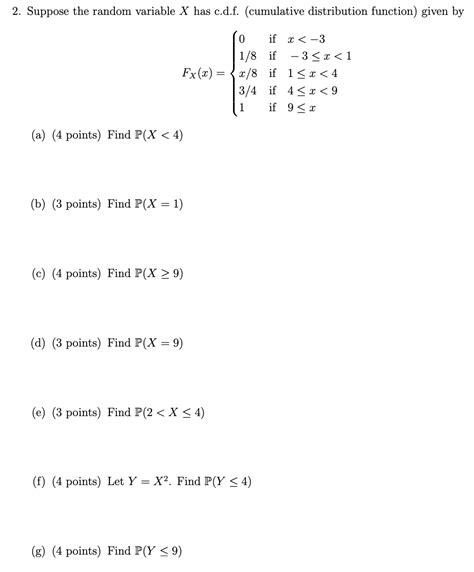 Solved Suppose The Random Variable X Has C D F Chegg