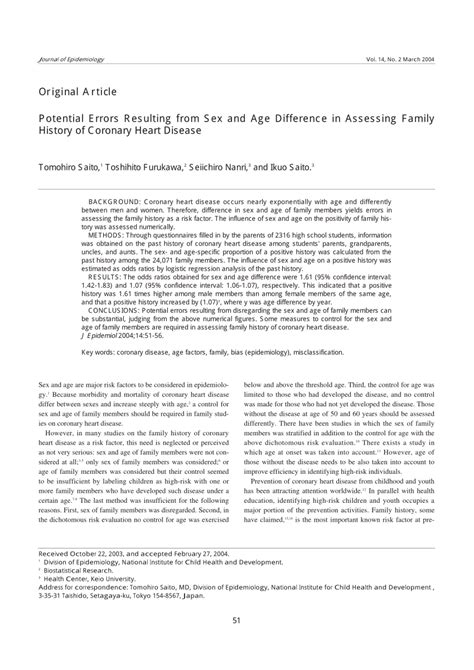 Pdf Potential Errors Resulting From Sex And Age Difference In