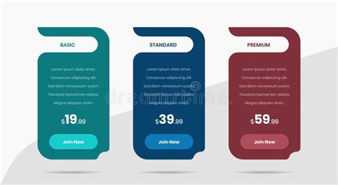 Minimal Pricing Comparison Chart Web Ui Template Design Stock Vector