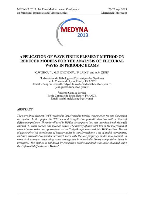 Pdf Application Of Wave Finite Element Method On Reduced Model For