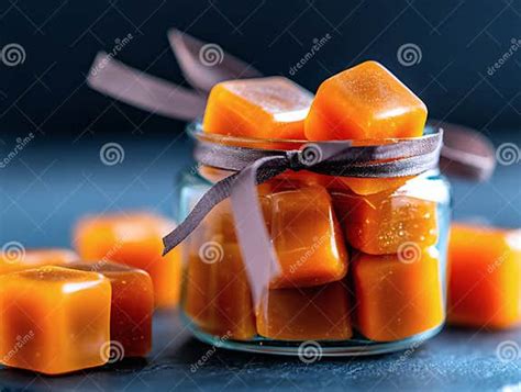 Toffee Cubes In A Jar Sweet Chewy Delight In Every Bite Stock Illustration Illustration Of