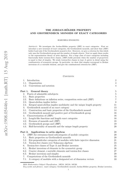 Pdf The Jordan Holder Property And Grothendieck Monoids Of Exact Categories