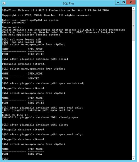 Restricted Mode On Pdbs Oracle Forums