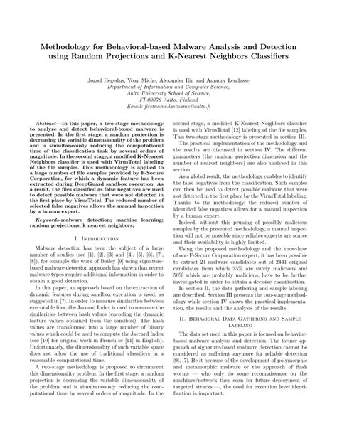 Pdf Methodology For Behavioral Based Malware Analysis And Detection