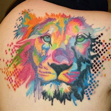 Beautiful Colorful Lion Tattoo Venice Tattoo Art Designs Watercolor