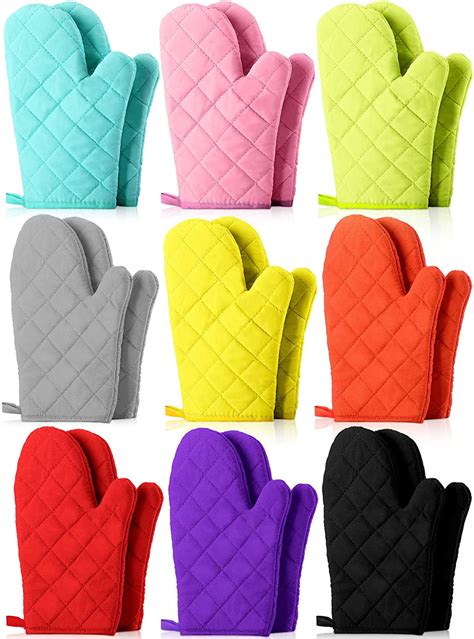 2pcs Oven Mitts Quilted Terry Cloth Kitchen Gloves Thick Polyester