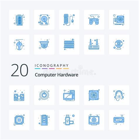 20 Computer Hardware Blue Color Icon Pack Like Hardware Audio Desktop Hardware Device Stock