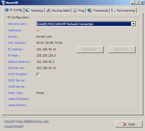 Free Hoverip Gui For Ipconfig Nslookup Routing Table Ping