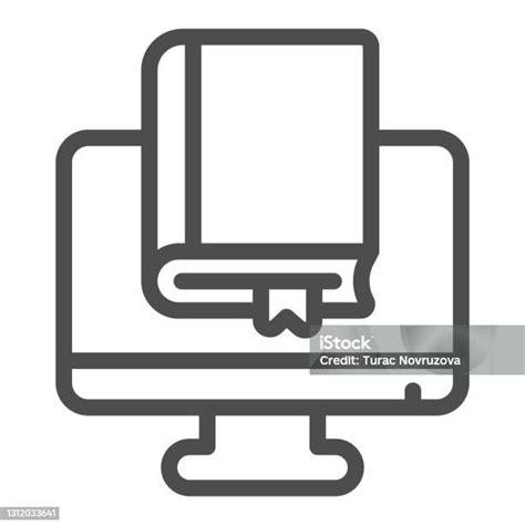 전자책 모니터 라인 아이콘 어린이 책 일 개념 흰색 배경에 모노 블록 벡터 기호 모바일 개념 및 웹 디자인에 대한 개요 스타일을 예약및 모니터링 벡터 그래픽 0명에 대한