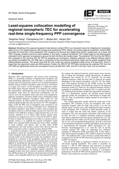 Least Squares Collocation Modeling Of Regional Ionospheric Tec For Accelerating Real Time Single