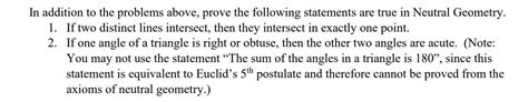 Solved In Addition To The Problems Above Prove The Chegg