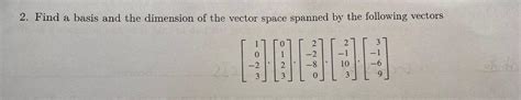 Solved Find A Basis And The Dimension Of The Vector Space Chegg