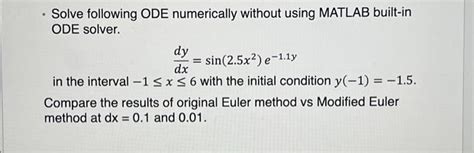 Solved Solve Following Ode Numerically Without Using Matlab