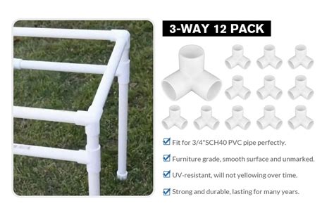 12 Pack 3 Way Pvc Fittings 3 4 Inch Furniture Grade Pvc