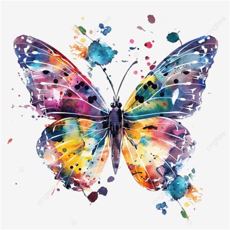 수채화 물감이 뿌려진 화려한 나비 작품 나비 자연 화려한 Png 일러스트 및 이미지 에 대한 무료 다운로드 Pngtree