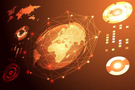 글로벌 네트워크 연결 미래 지구 세계 가상 홀로그램 통신 시스템 세계 디지털 연결 및 비즈니스 연결 안녕 기술 배경 기술 개념을 추상화 합니다 벡터 일러스트 레이 션 개념에