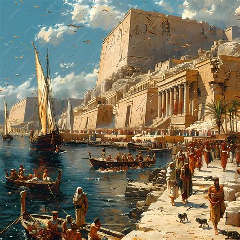 Premium Photo Ancient Egypt The Nile River And Pyramids