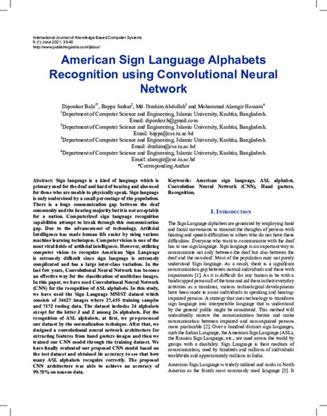Pdf American Sign Language Alphabets Recognition Using Convolutional Neural Network