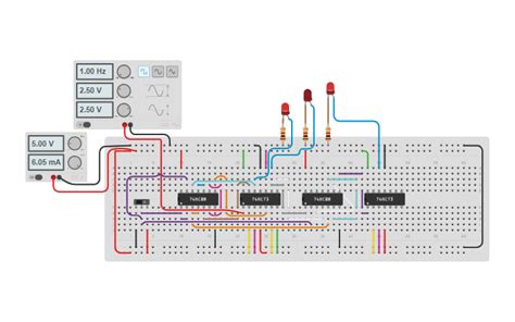 Circuit Design 3 Bit Asynchronous Updown Counter Tinkercad
