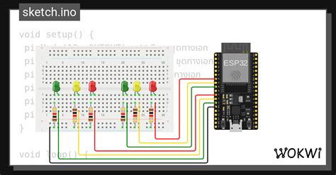 ไฟจราจร Wokwi Esp32 Stm32 Arduino Simulator