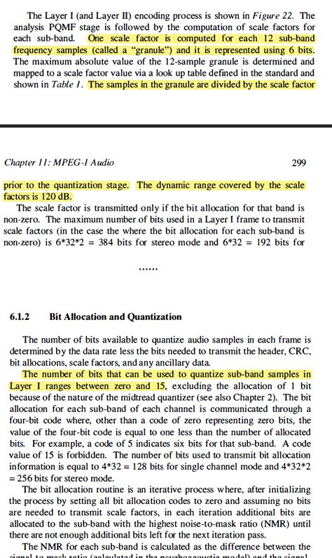audio mpeg layer i use of scalefactor and quantizers signal