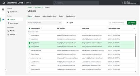 Step 1 Launch Restore Users Wizard Veeam Data Cloud