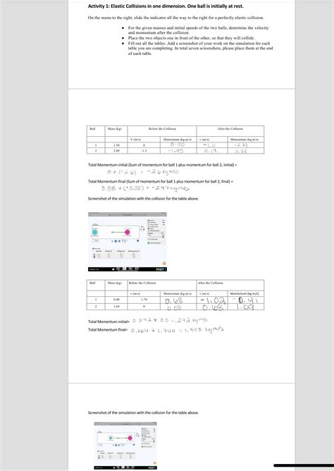 Solved Activity 2 Elastic Collisions In One Dimension