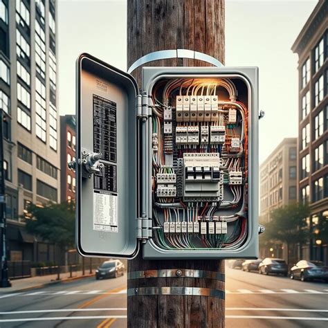 Premium Photo An Open Switchboard With Various Switches On The Street