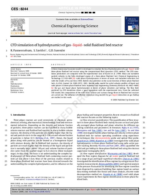 Pdf Cfd Simulation Of Hydrodynamics Of Gas Liquid Solid Fluidised Bed Reactor