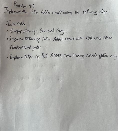 Solved Problem 4 0 Implement The Fuller Adder Circuit Using