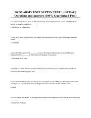 GCSS Army Unit Supply Test Key Questions Answers Guide Course Hero