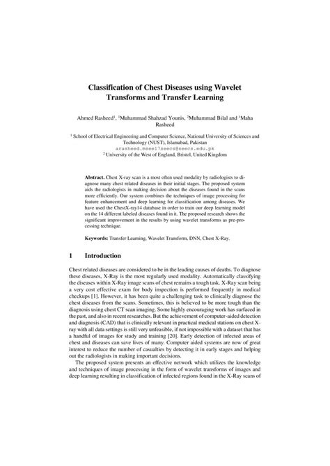 Classification Of Chest Diseases Using Wavelet Transforms And Transfer