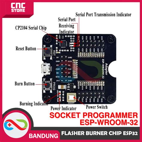 jual socket programmer downloader flasher burner chip esp32 esp wroom