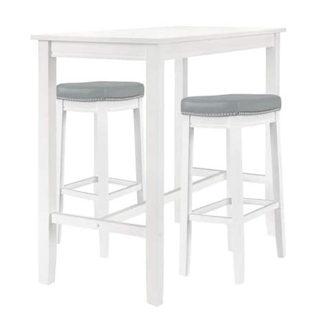 Linon Home Decor Concord 3 Piece Rectangle Bar Height White And Gray