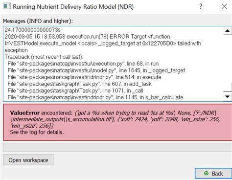 Ndr 380 Valueerror Encountered Software Support Natural Capital Project Online Community