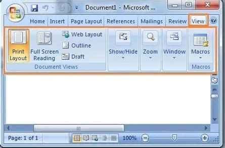 MS Word View Tab In Hindi