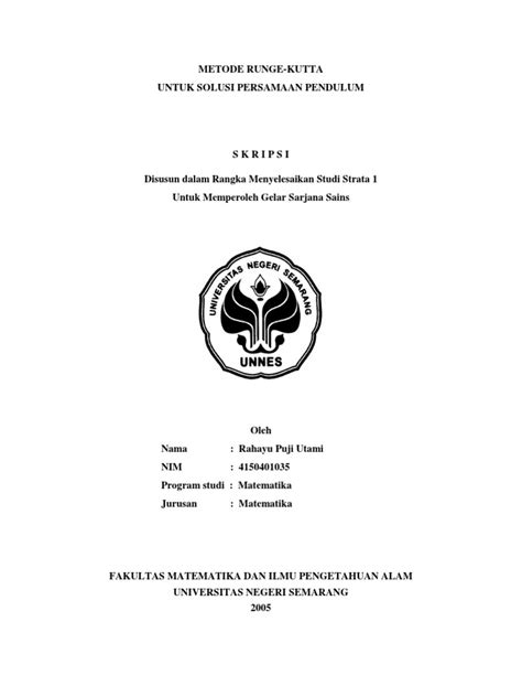 Metode Runge Kutta Untuk Solusi Persamaan Pendulum Pdf