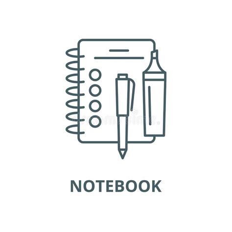 Spiral Notebook Linear Icon Concept Spiral Notebook Line Vector Sign Symbol Illustration