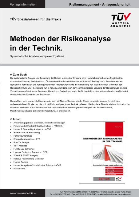 Methoden Der Risikoanalyse In Der Technik TÃ V Austria