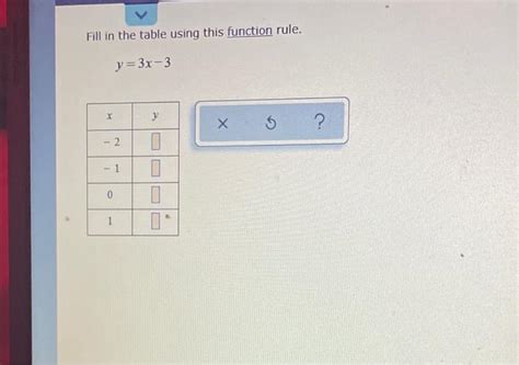 solved fill in the table using this function rule y 3x 3 y
