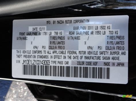 2012 Mazda2 Color Code A3f For Brilliant Black Photo 60984373