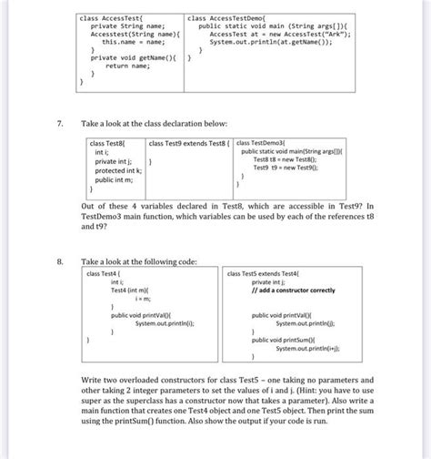 Solved 7 Take A Look At The Class Declaration Below Out Of
