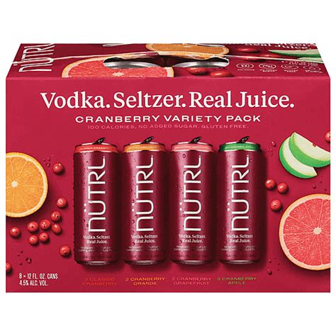 Nutrl Vodka Cranberry Variety Pack 8 Ea Seltzer Cannatas