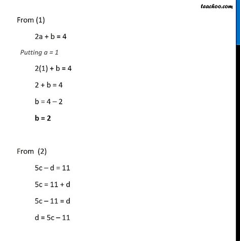 example 5 find values of a b c d [2a b a 2b examples