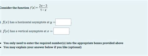 solved consider the function f x 1−x2x−3 1 f x has a