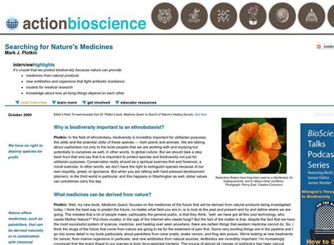 Action Bioscience Searching For Natures Medicines Article For 9th